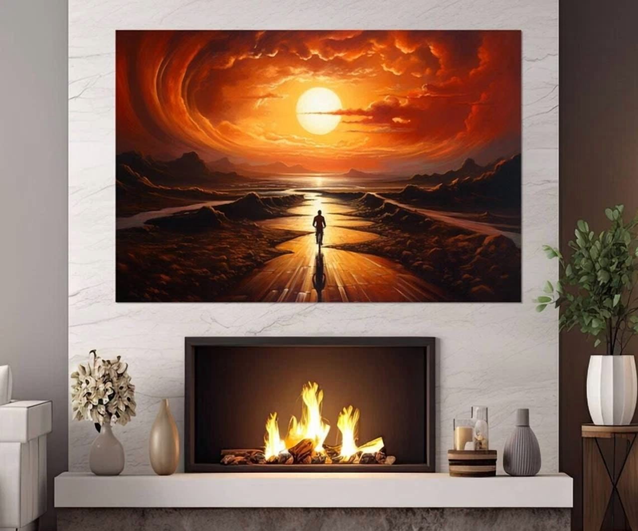 Cycling Into The Sunset Wall Art Home Decor Vintage Gift Living Room ...