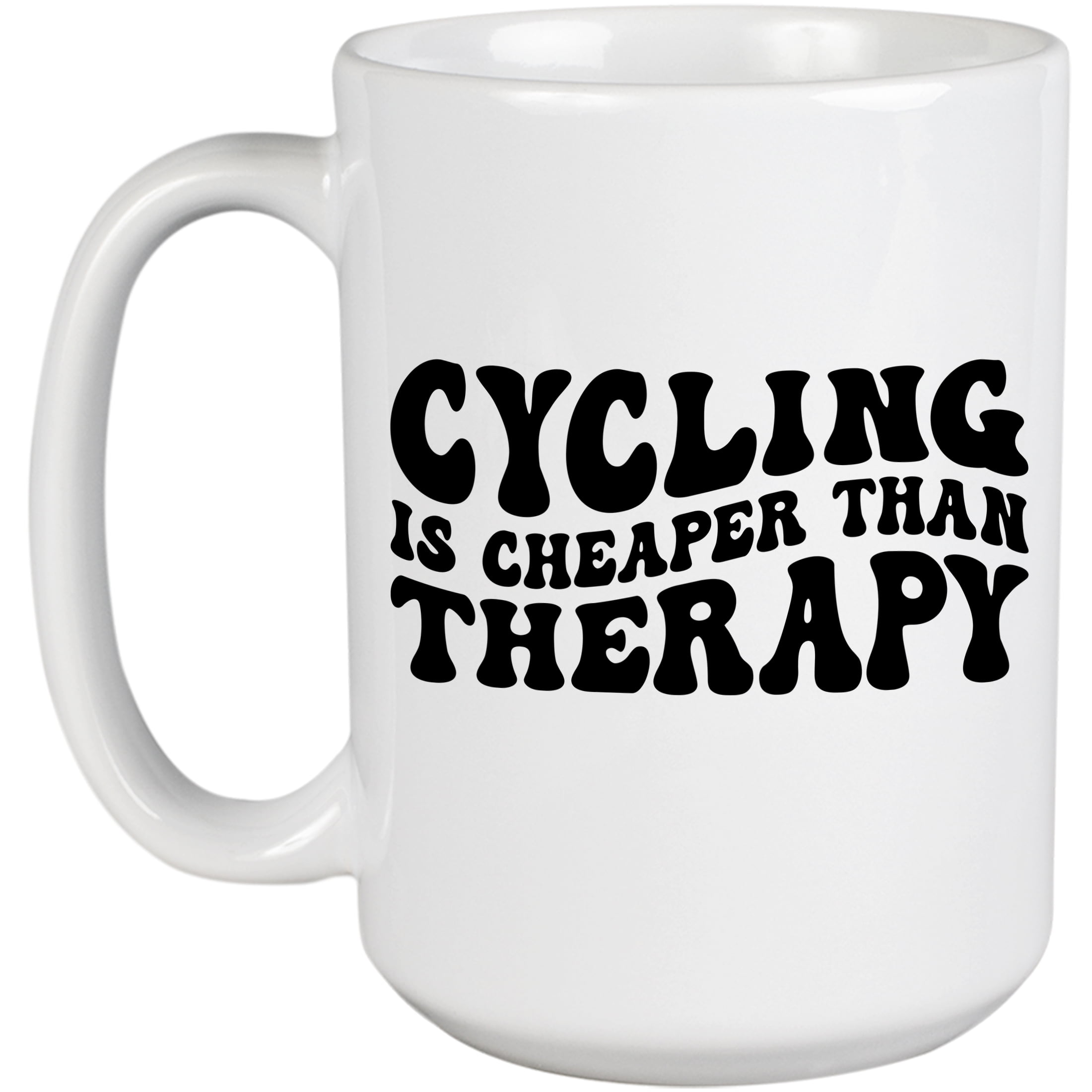Cycling Is Cheaper Than Therapy, Groovy Retro Wavy Text Merch Gift ...