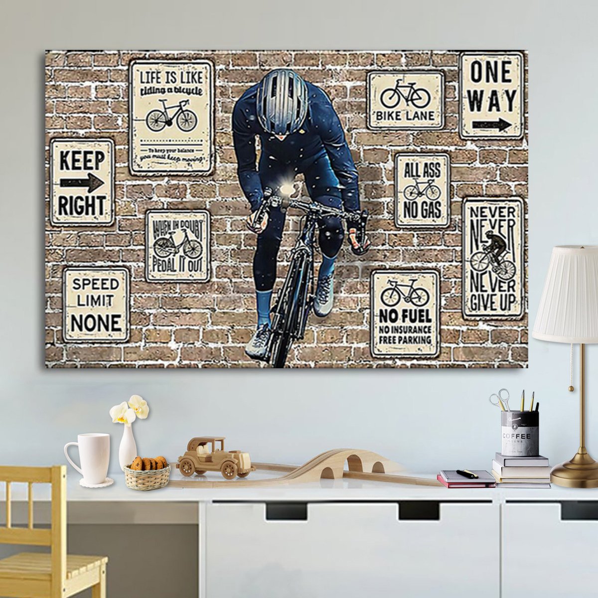 Cycling Keep Right One Way Paper Poster No Frame Matte Wall Art Decor ...
