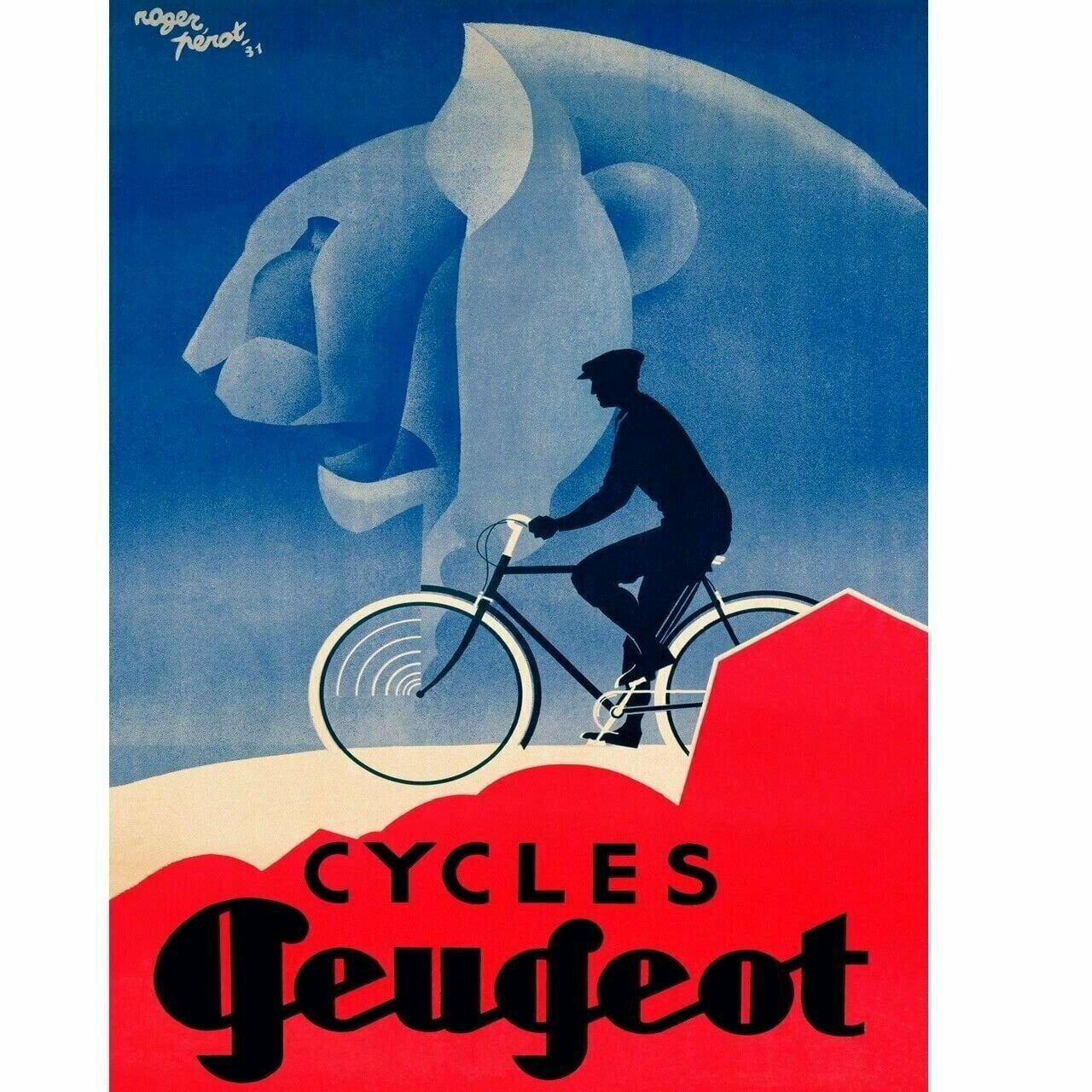 Cycling Poster Cycles Peugeot Fine Art Bicycle Poster by Roger Perot 18 ...