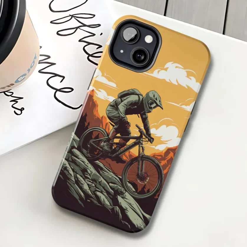 Cycling Sporty Rider Adventure Art iPhone Case 17 through 11 Pro Max ...