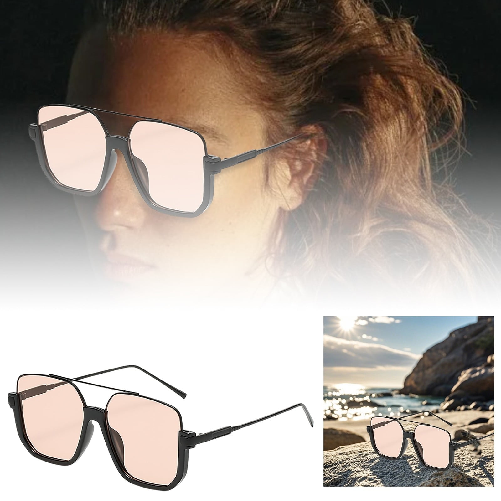 Cycling Sunglasses for Women - Square Half Frame Shades Stylish Blogger ...