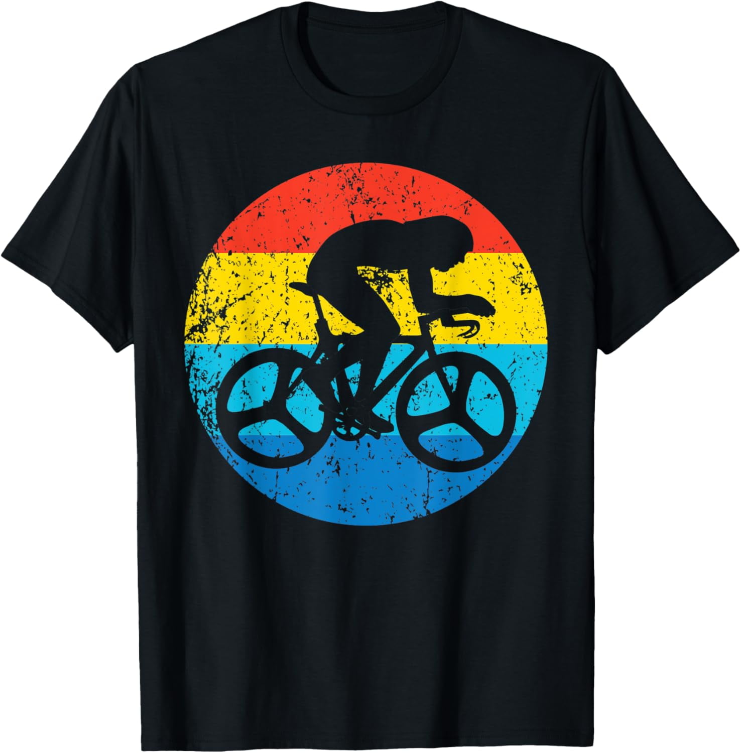 Cycling Vintage Cyclist Retro 1970's Style Circle T-Shirt men and women ...
