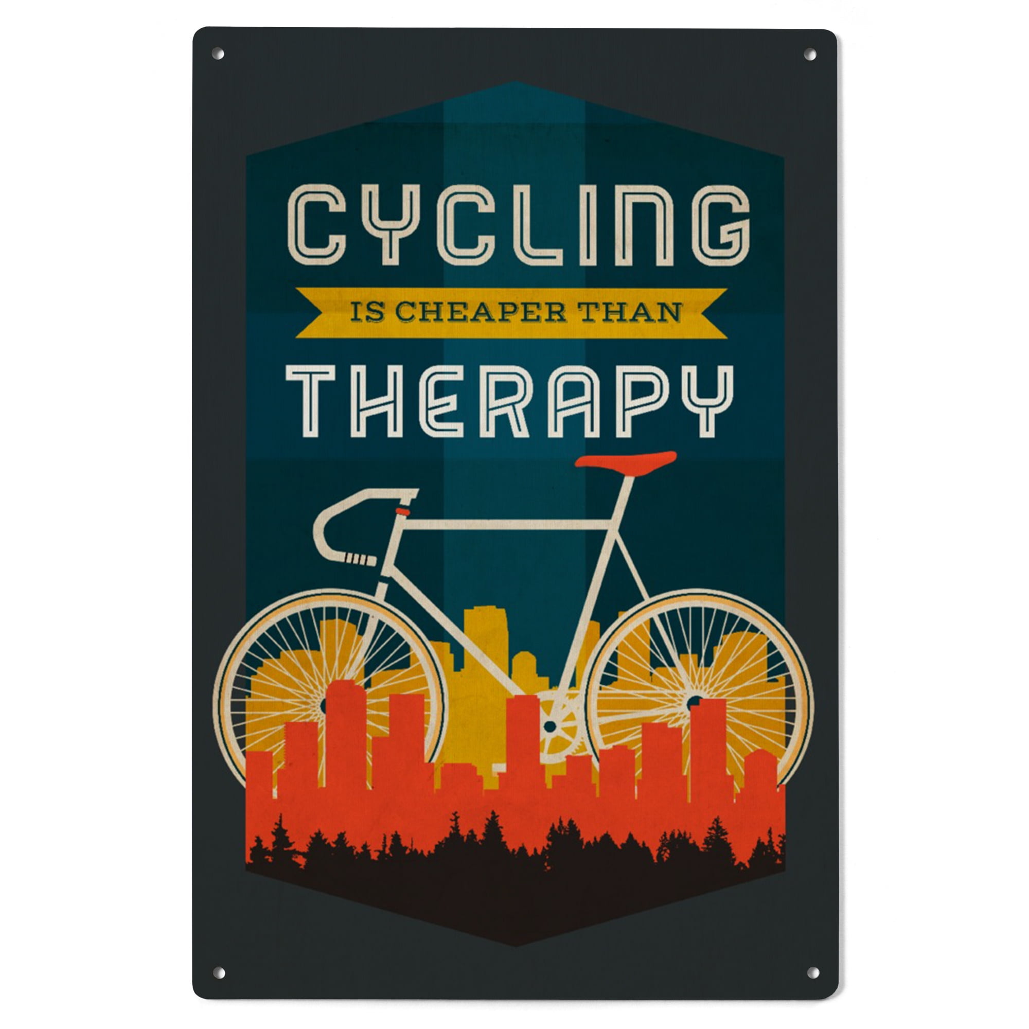 Cycling is Cheaper than Therapy, Screenprint Style, Contour Birch Wood ...
