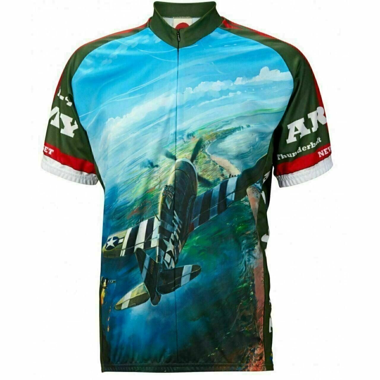Cycling jersey US Army P-47 WWII Short sleeve half zip men's cycling ...