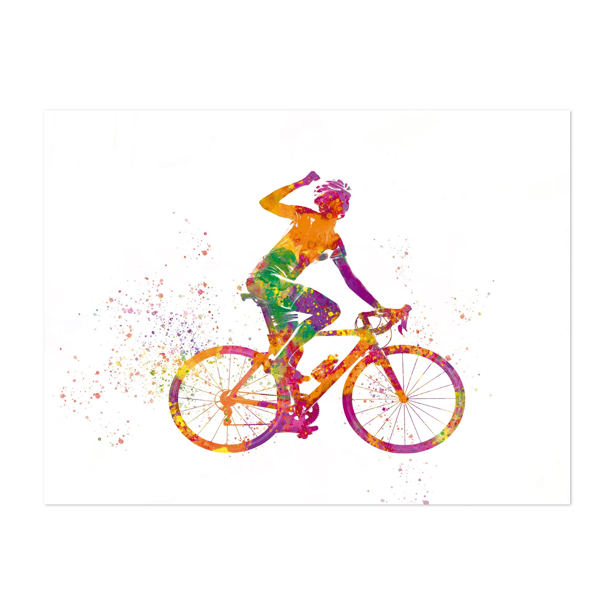 Cyclist in watercolor - Illustration Bicycle Abstract Modern Art ...