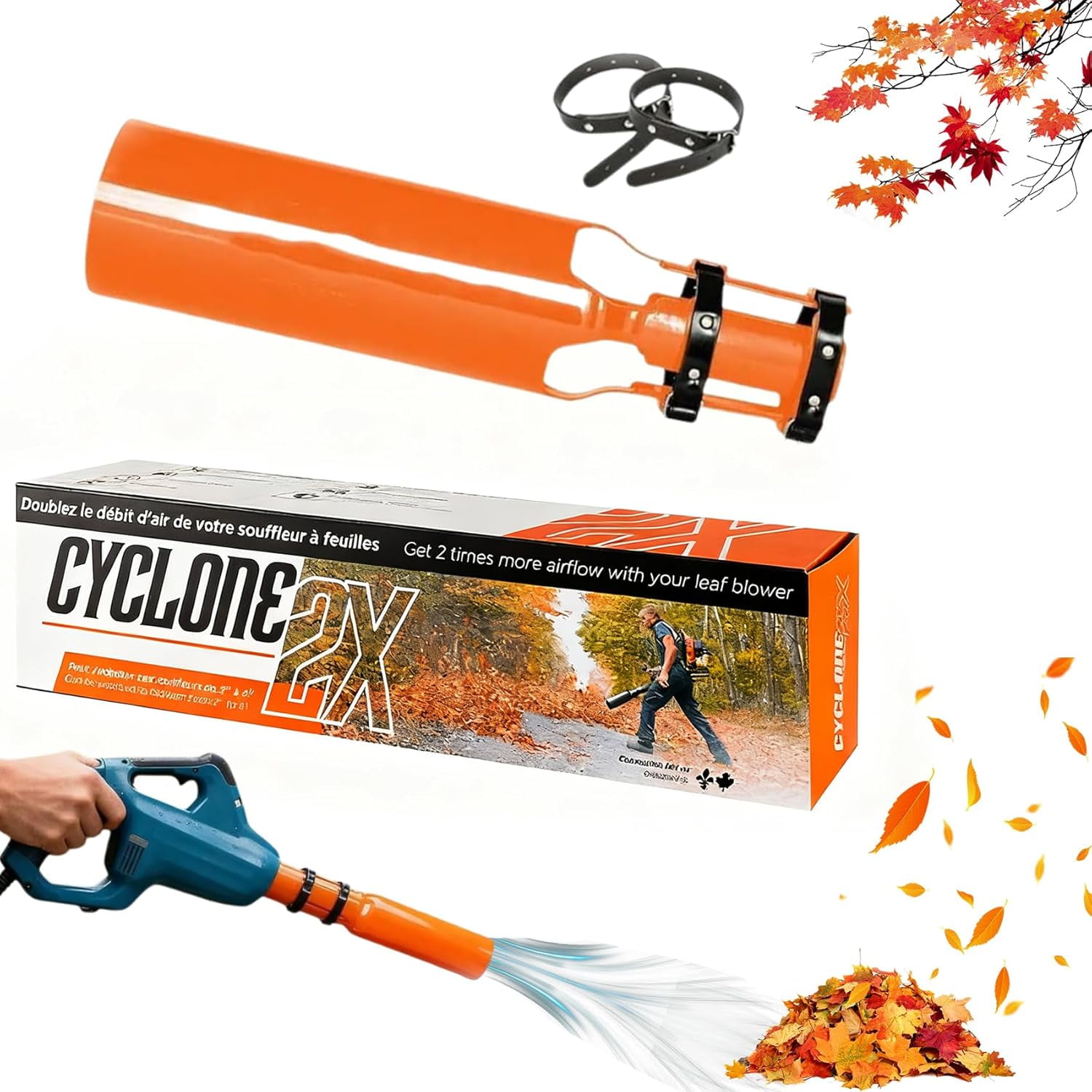 Cyclone 2X Leaf Blower Attachment - Airflow Booster for 2-4 Inch ...