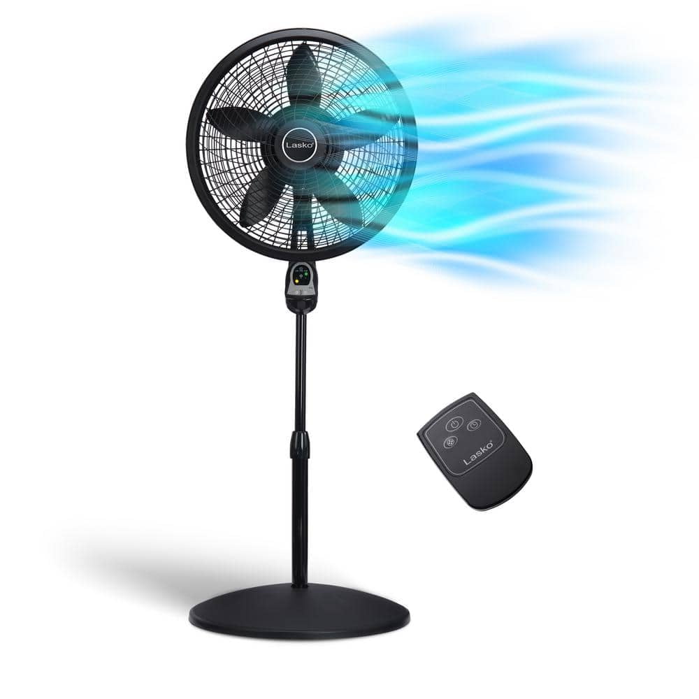 Cyclone Adjustable-Height 18 in. 3 Speed Black Oscillating Pedestal Fan ...