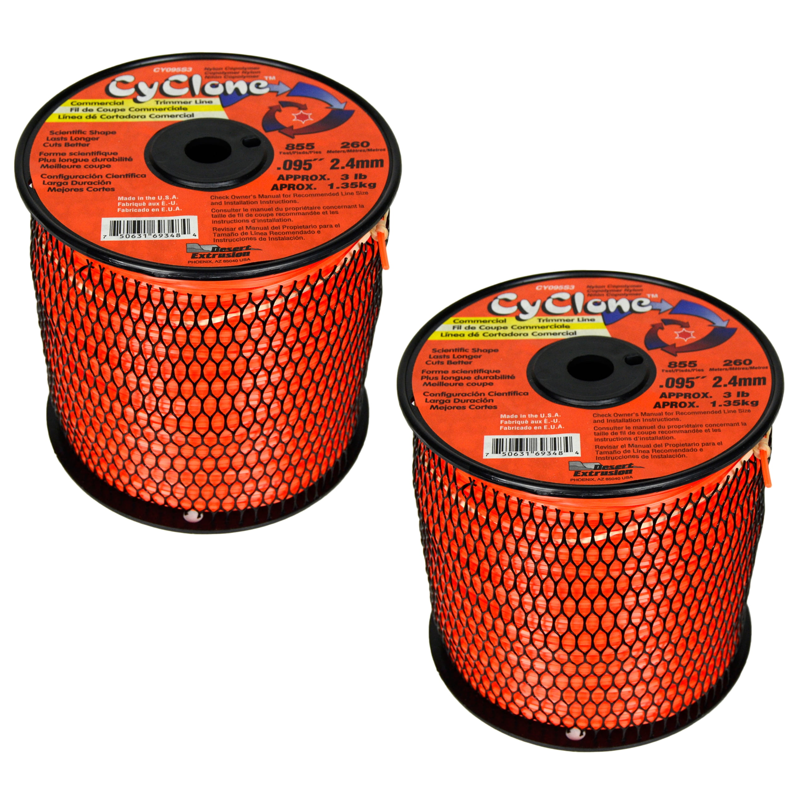 Cyclone CY095S3 0.095" x 855' Commercial String Trimmer Line Orange ...