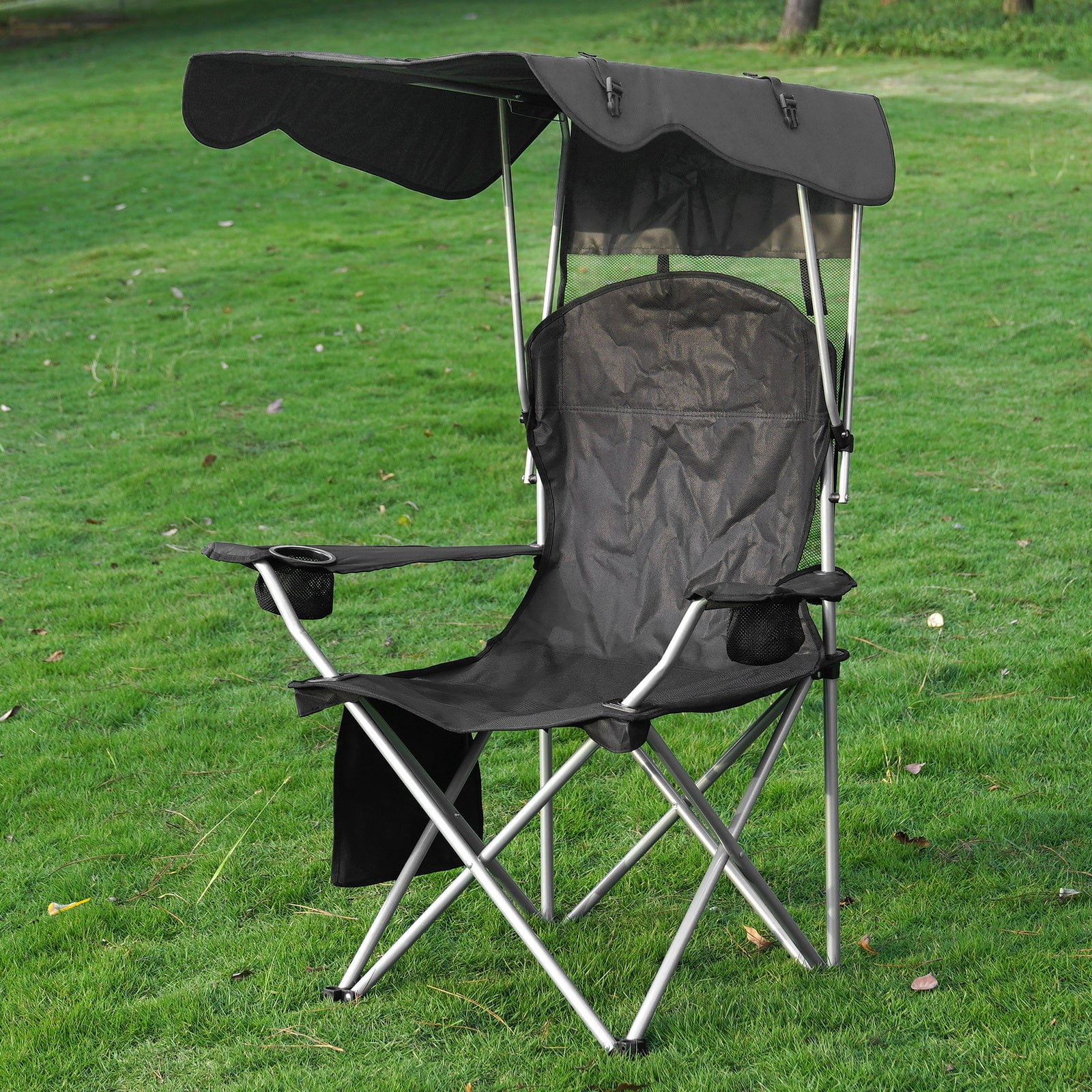 CycloneSound Portable Folding Camping Chair with Canopy Adjustable ...