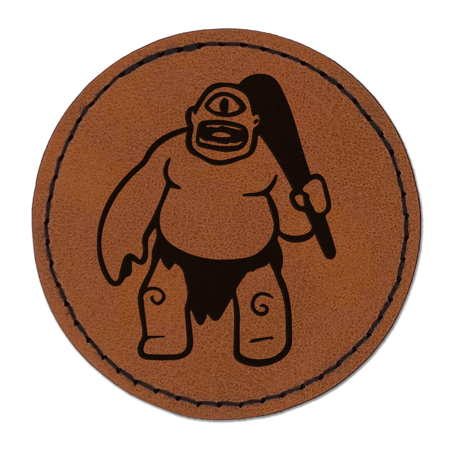 Cyclops Giant Greek Monster 2.5" Faux Leather Round Engraved Iron-On ...