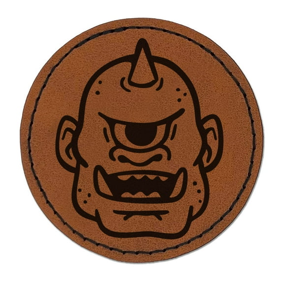 Cyclops One Eyed Monster Head Fantasy Creature Round Iron-On Engraved ...