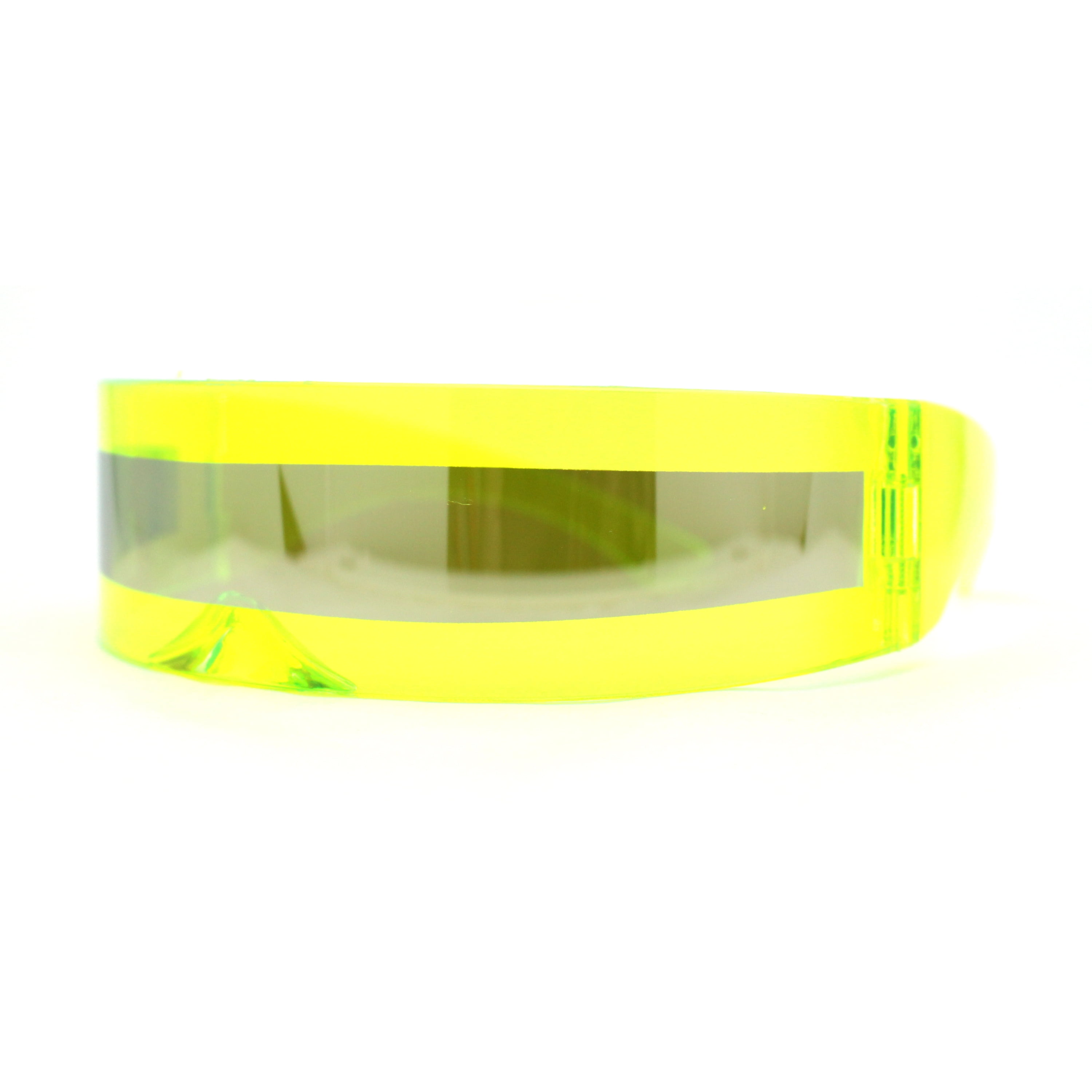 Cyclops Shield Neon Color Lens Plastic Wrap Sunglasses Yellow Silver ...