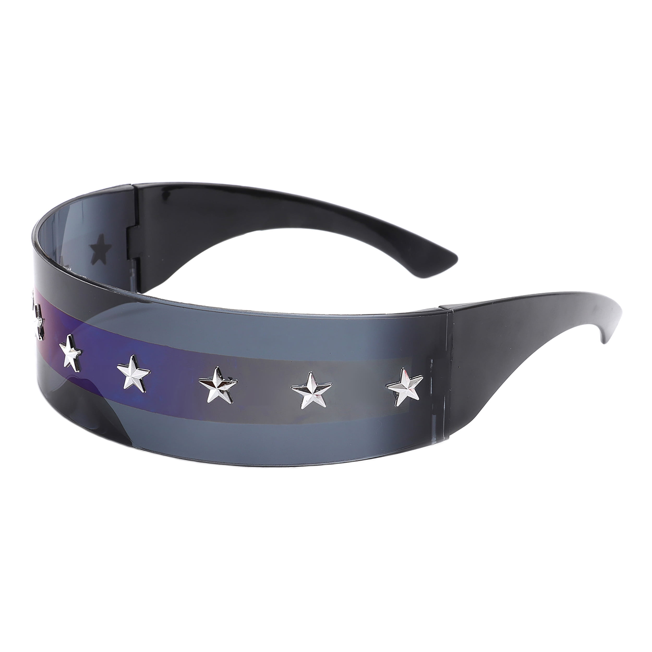 Cyclops Shield Sunglasses Star Studs Mirrored Mono Lens Rectangle UV ...
