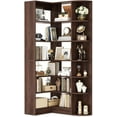 Cyclysio Corner Shelf 6 Tiers Large Tall Corner Bookshelves with Baffle ...