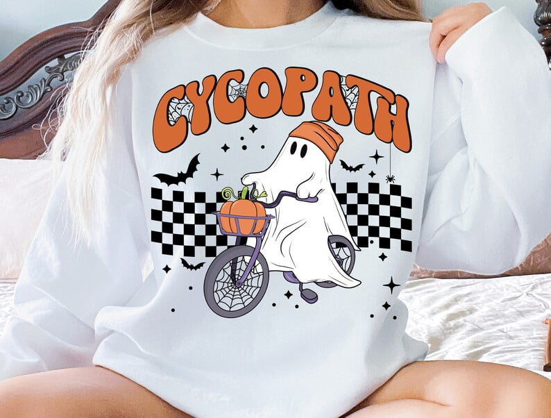 Cycopath Halloween Sweatshirt, Funny Spooky Season Shirt with Ghost on ...
