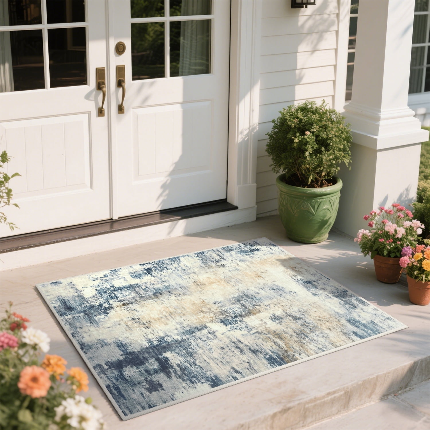 Cydiria Modern Abstract Fuzzy Faux Wool Area Rug,2' x 3', Blue ...