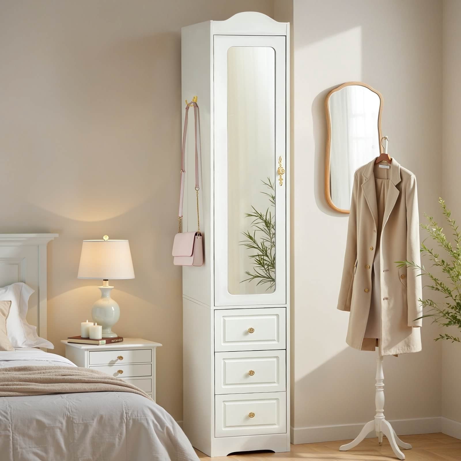 Cyehnenx Armoire Wardrobe Closet, 69.5" H Wood Bedroom Armoires Cabinet ...