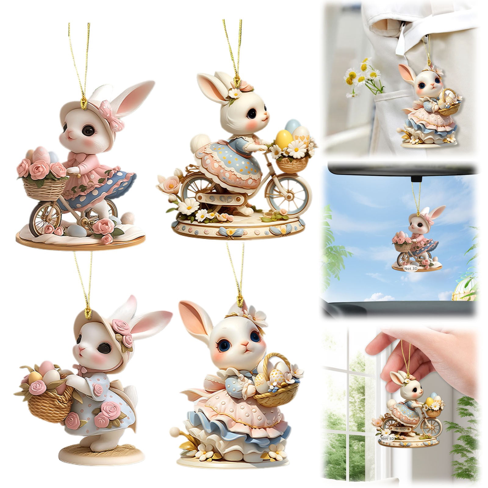 Cyenie Easter Kawaii Bunny 2D Acrylic Tag Easter Sweet Bunny Acrylic ...