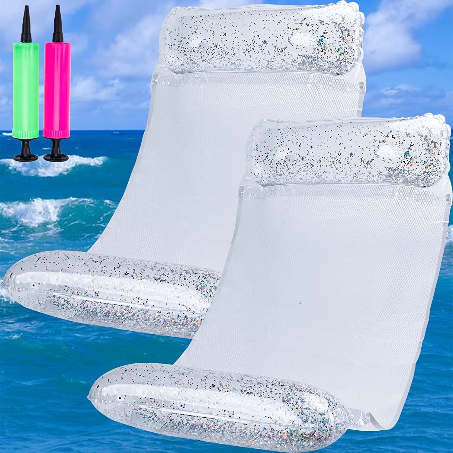 Aosijia 2 Pack Pool Noodle Floating Mesh Chair for Floating Pool Noodle ...