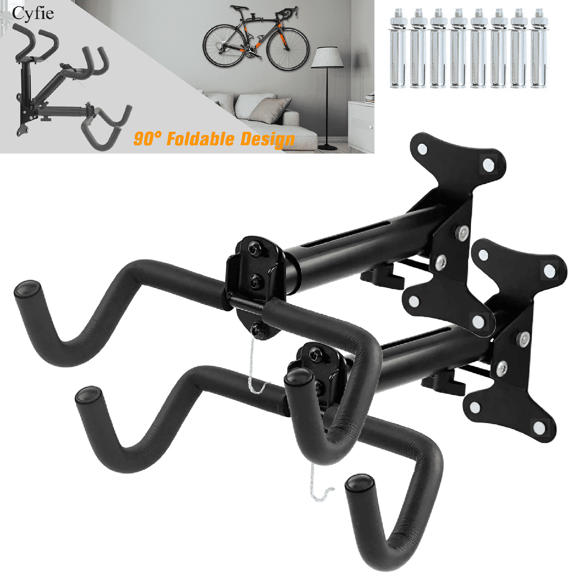Cyfie 2-Pack Wall-Mounted Bike Rack: Indoor Garage Storage for Mountain ...