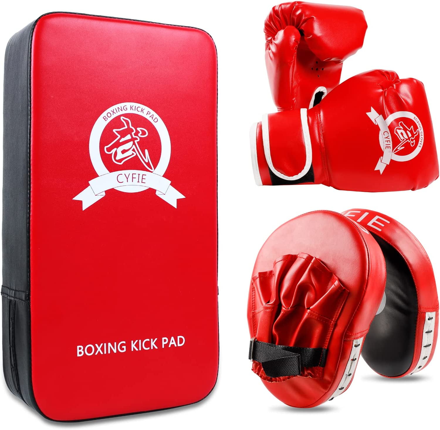 Cyfie Boxing Kick Pads Punching Mitts Curved,Kids Boxing Gloves,Leather ...