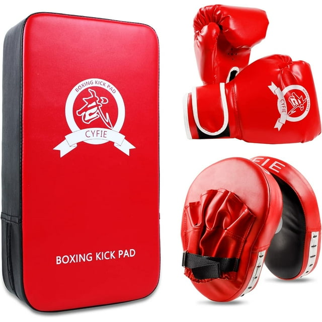 Cyfie Boxing Kick Pads Punching Mitts Curved,Kids Boxing Gloves,Leather ...