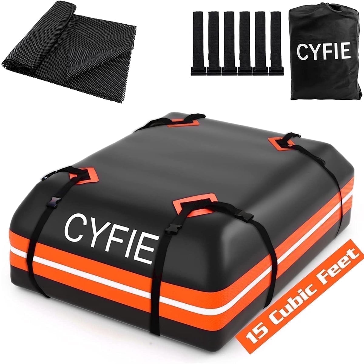 Cyfie Car Roof Cargo Carrier Bag, Waterproof Luggage Bag, 15 Cubic Feet ...