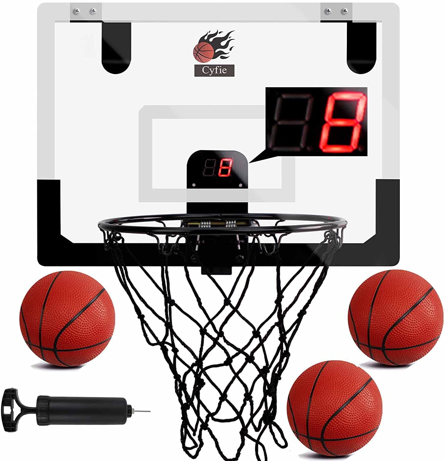 "Cyfie 17""x12"" Mini Indoor Basketball Hoop Set with Scoreboard ...