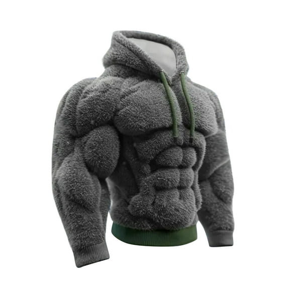 Cyglowse 3D Muscle Hooded Sweatshirt for Men Vintage Muscle Line Art ...