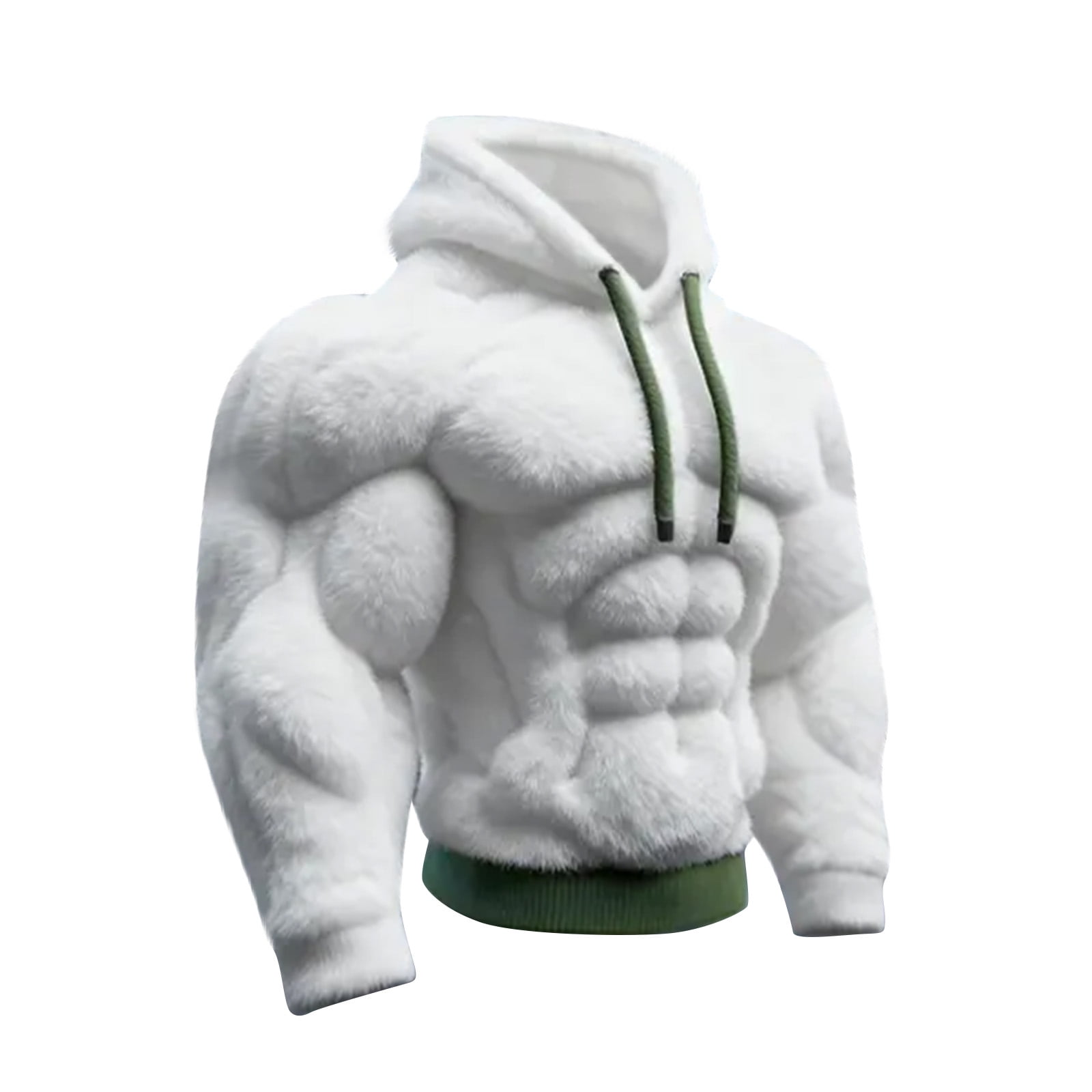Cyglowse 3D Muscle Hoodie for Men Vintage Fuzzy Plush Hooded Sweatshirt ...