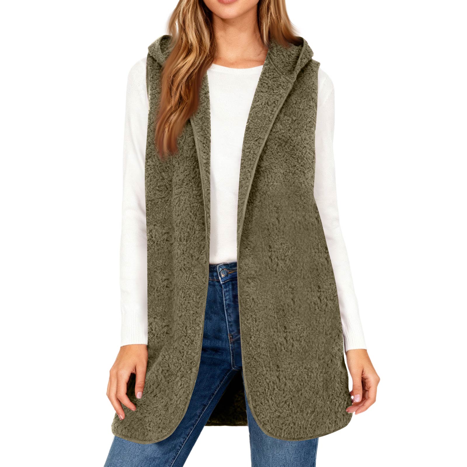 Cyglowse Casual Fall Sweater for Women Fuzzy Fleece Cardigan Lapel ...