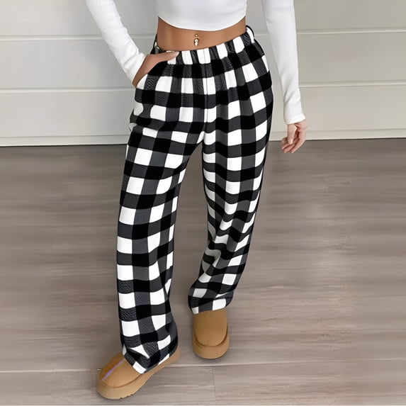 Cyglowse Flannel Pajama Pants Women Winter Super Soft Casual Fuzzy ...