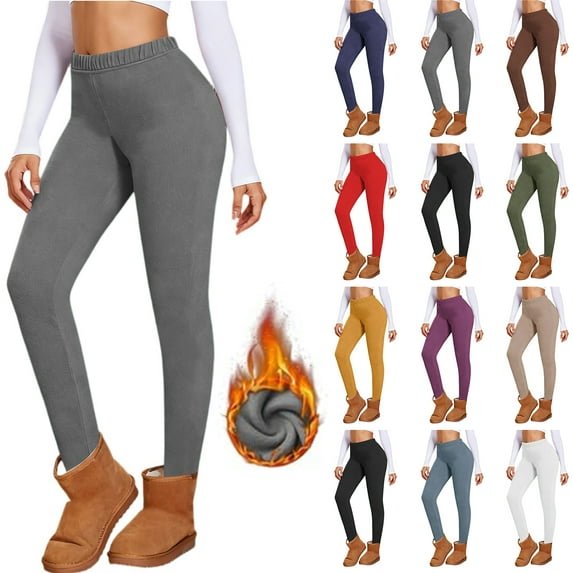 Cyglowse Fleece Lined Leggings Women - Soft Warm Thick High Waisted ...