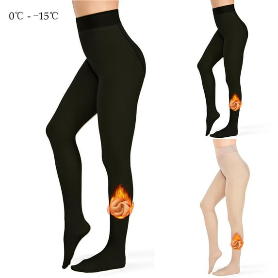 Cyglowse High Waisted Fleece Lined Tights for Women Opaque Thermal Warm ...