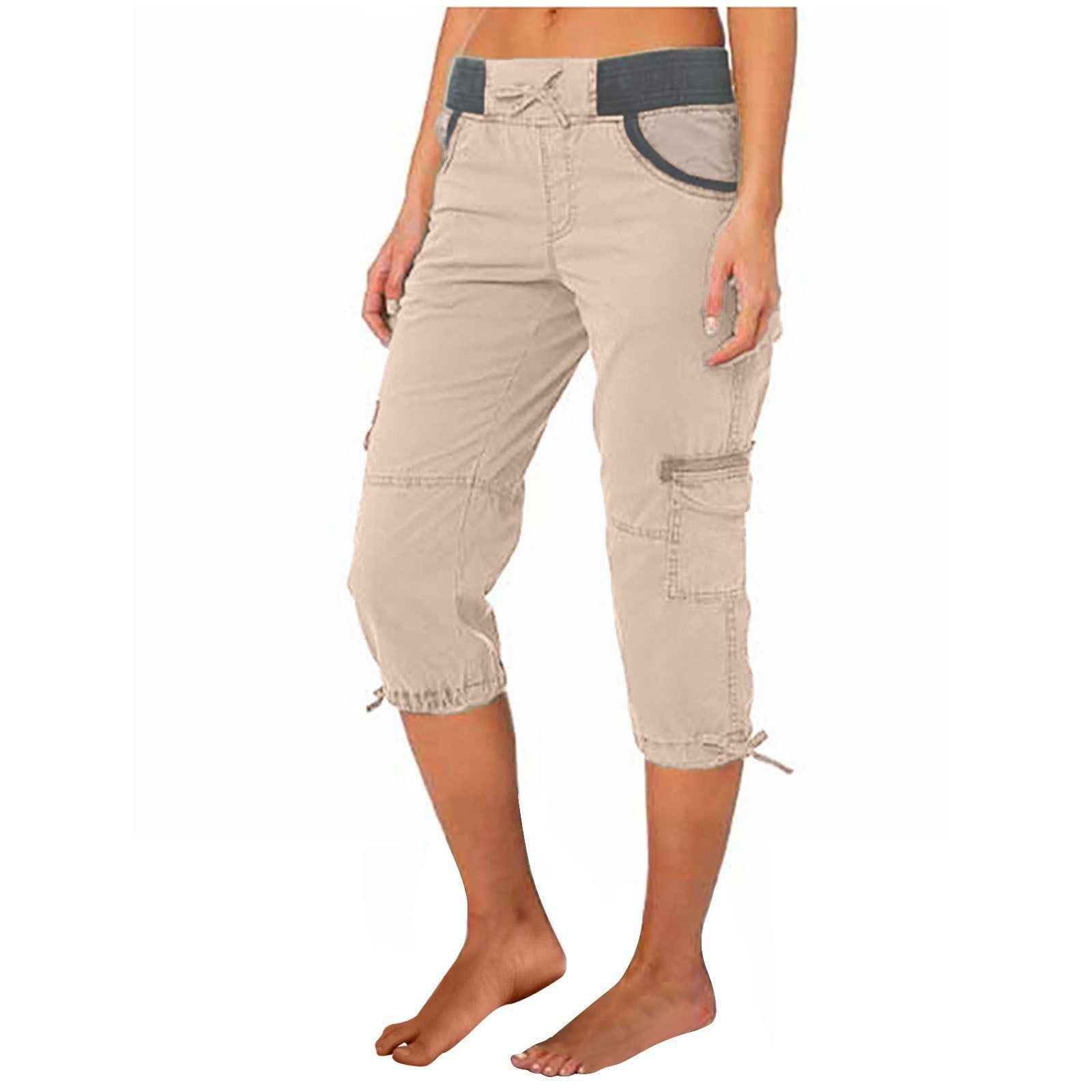 Cyglowse Ladies Pull on Capris Wide Leg Golf Pants Yoga Bermuda Shorts ...