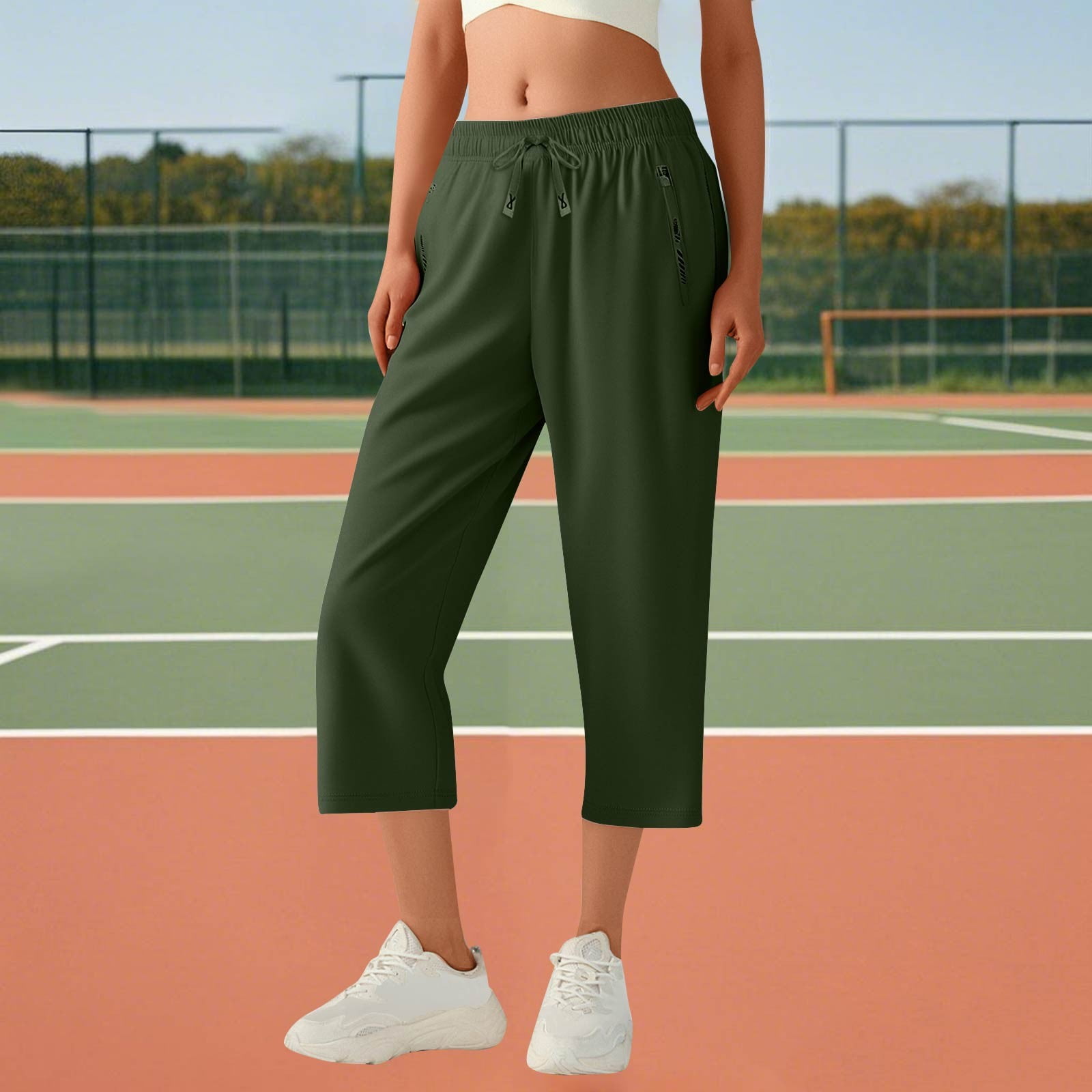 Cyglowse Ladies Pull on Capris Yoga Petite Crop Pants Capri Sweats Plus ...