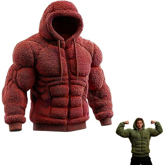 Cyglowse Line Art Flannel Warm Men's Hooded Sweatshirt Mid-Length ...