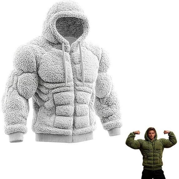 Cyglowse Line Art Flannel Warm Men's Hooded Sweatshirt Mid-Length ...