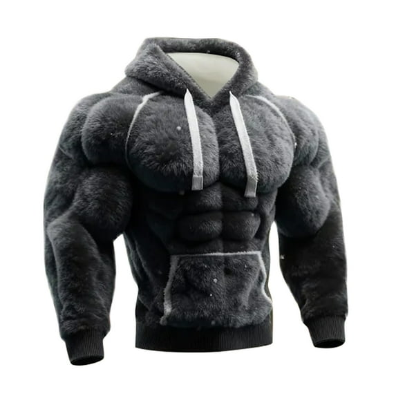 Cyglowse Men's Muscle Line Hooded Sweatshirt Vintage 3D Street Style ...