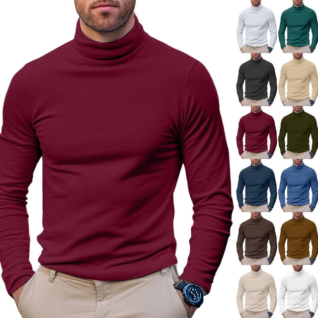 Cyglowse Men's Soft Thermal Undershirt Mock Turtleneck Long Sleeve ...