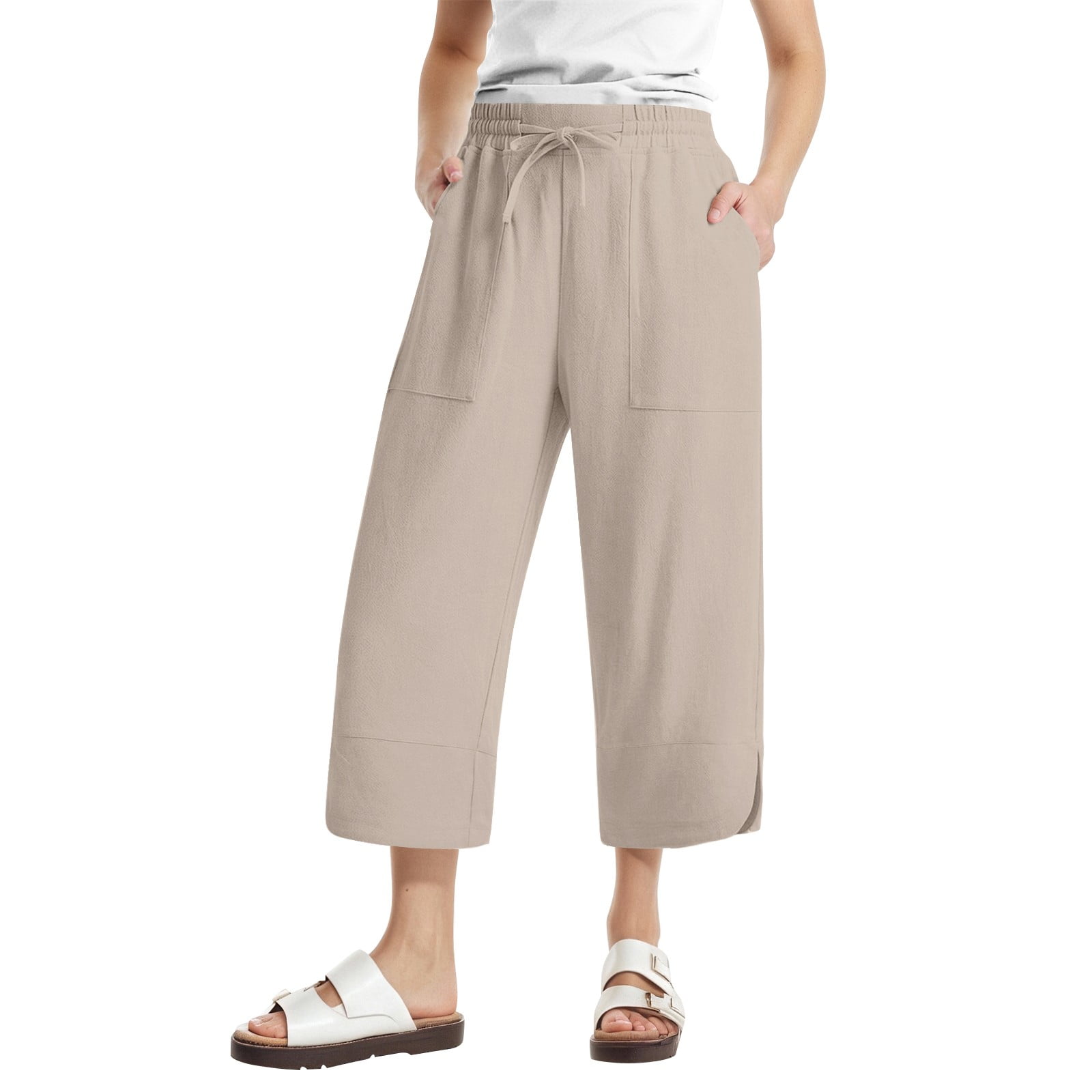 Cyglowse Pull on Capris for Women Plus Size Capri Sweats Summer Crop ...