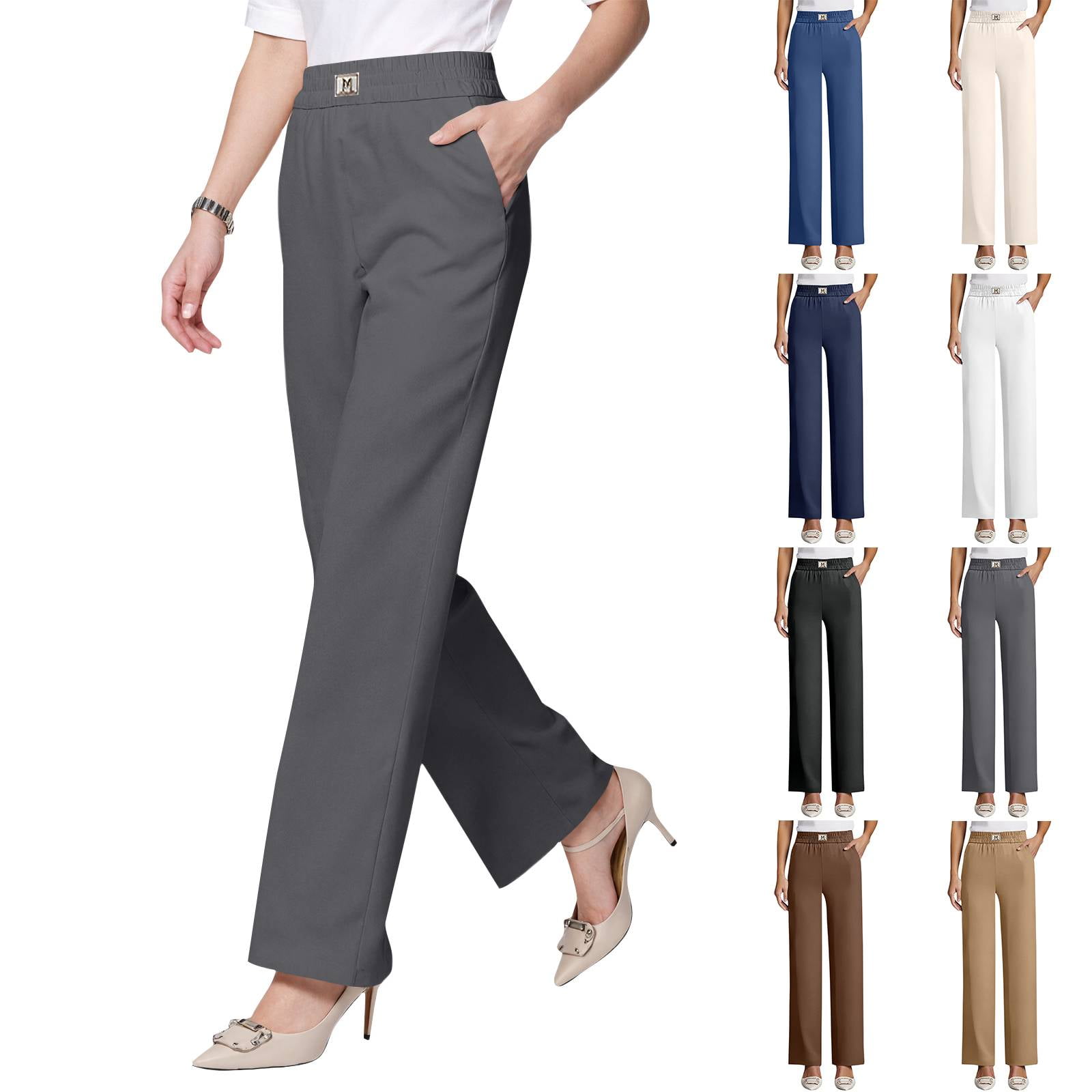 Cyglowse Senior Pants for Women, Drape High Rise Pull on Soft Stretch ...