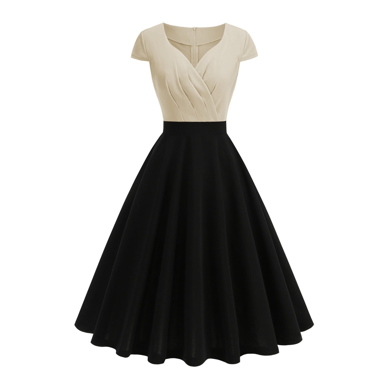 Cyglowse Vintage Dresses Short Sleeves Cocktail Swing Dress Wrap Top ...