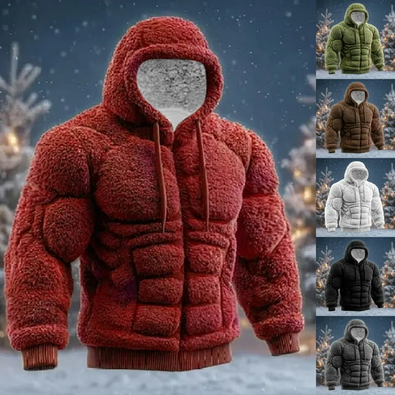 Cyglowse Vintage Muscle Line Hoodie for Men 3D Street Style Cozy Plush ...