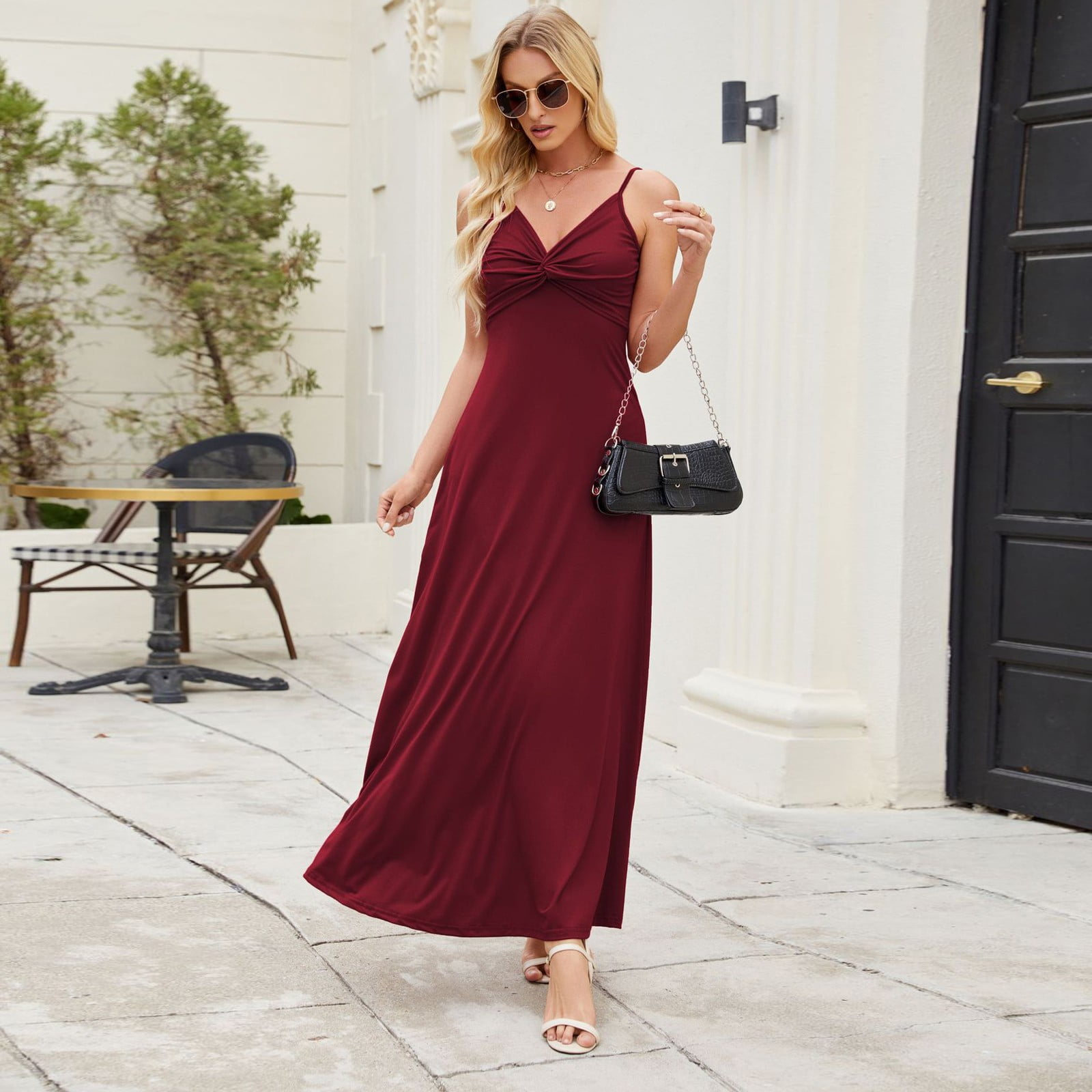 Cyglowse Wedding Guest Dress Party Dress V Neck Club Dress Spaghetti ...