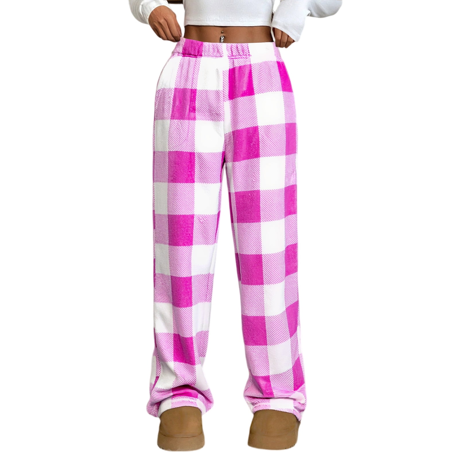 Cyglowse Women's Cozy Flannel Pajama Pants Plush Fleece Winter ...