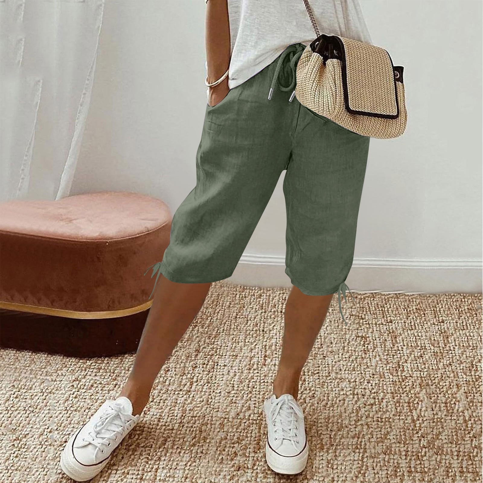 Cyglowse Womens Capris for Summer Clearance Petite Length Ladies Pedal ...