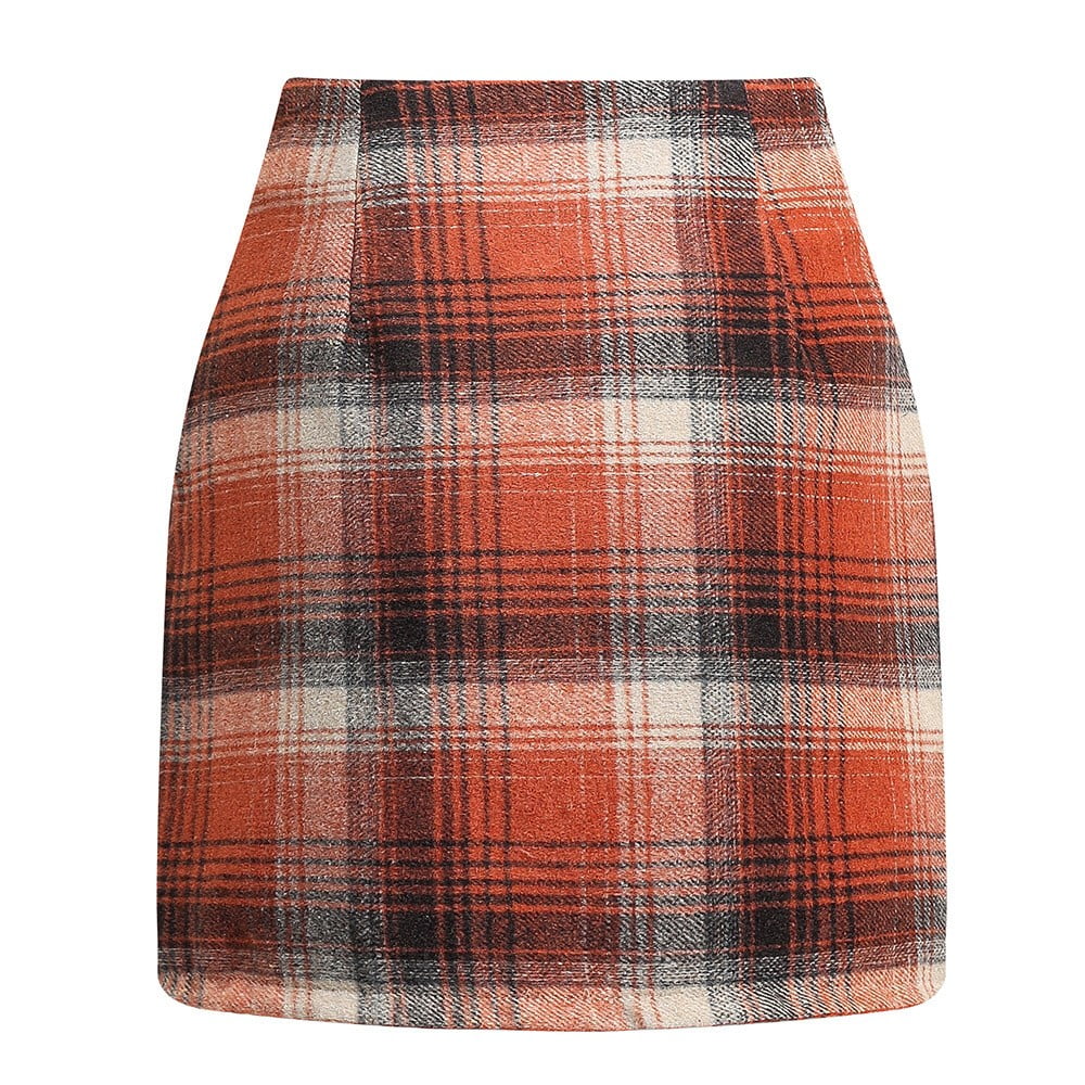 Cyglowse Womens High Waist Plaid Skirt Mini Bodycon Pencil Skirts Stretch Zip Up Comfort Flannel ...