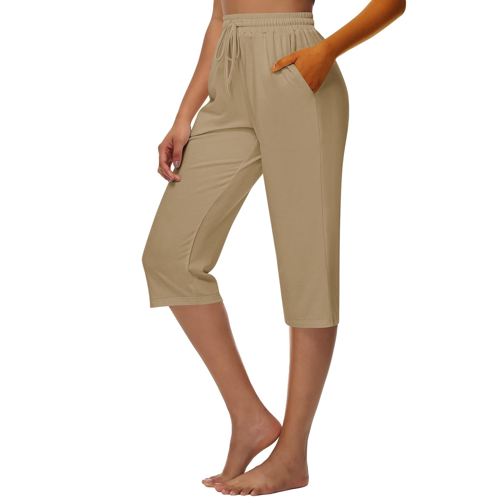 Cyglowse Womens Pull on Capris Petite Plus Size Pedal Pushers Cropped ...